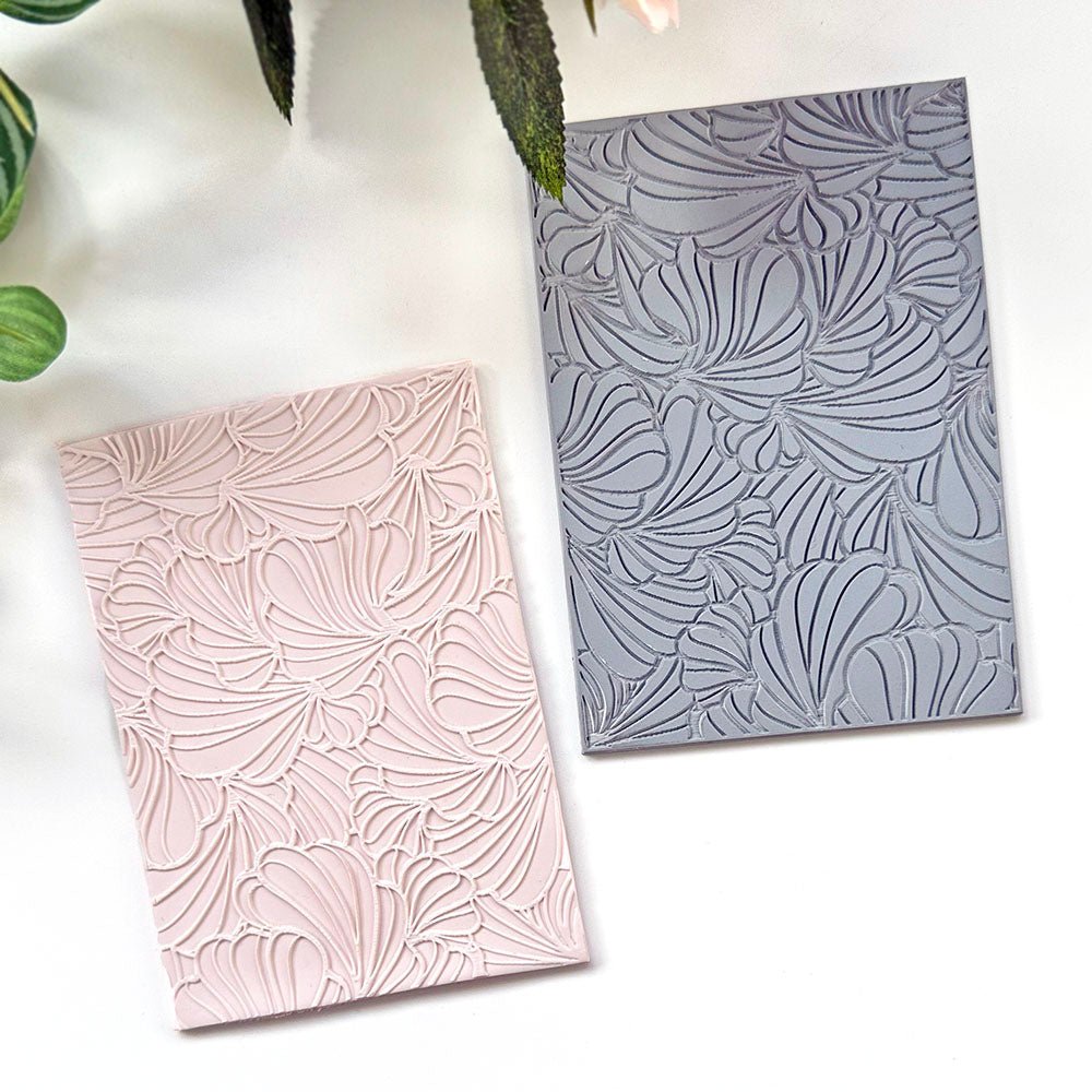 Ornate Fan Texture Stamp | Rubber Embossing Mat | Kaly and Klay